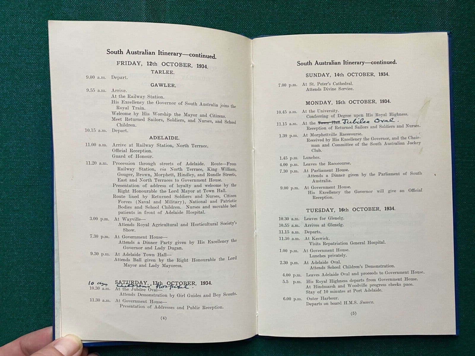 Antique Royal Trip Programme Prince Henry Duke of Gloucester Australia 1934