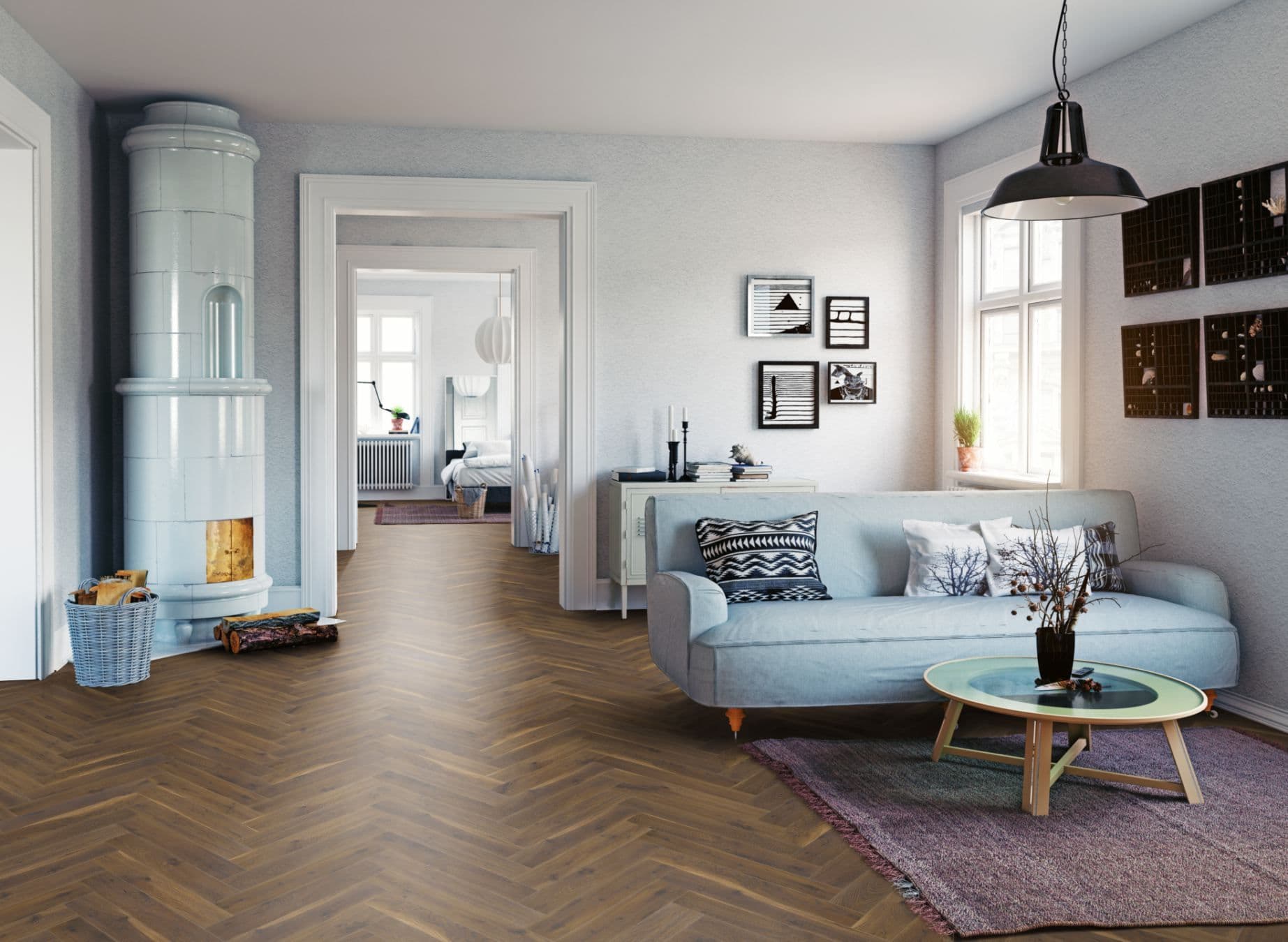 Coffee Oak Herringbone