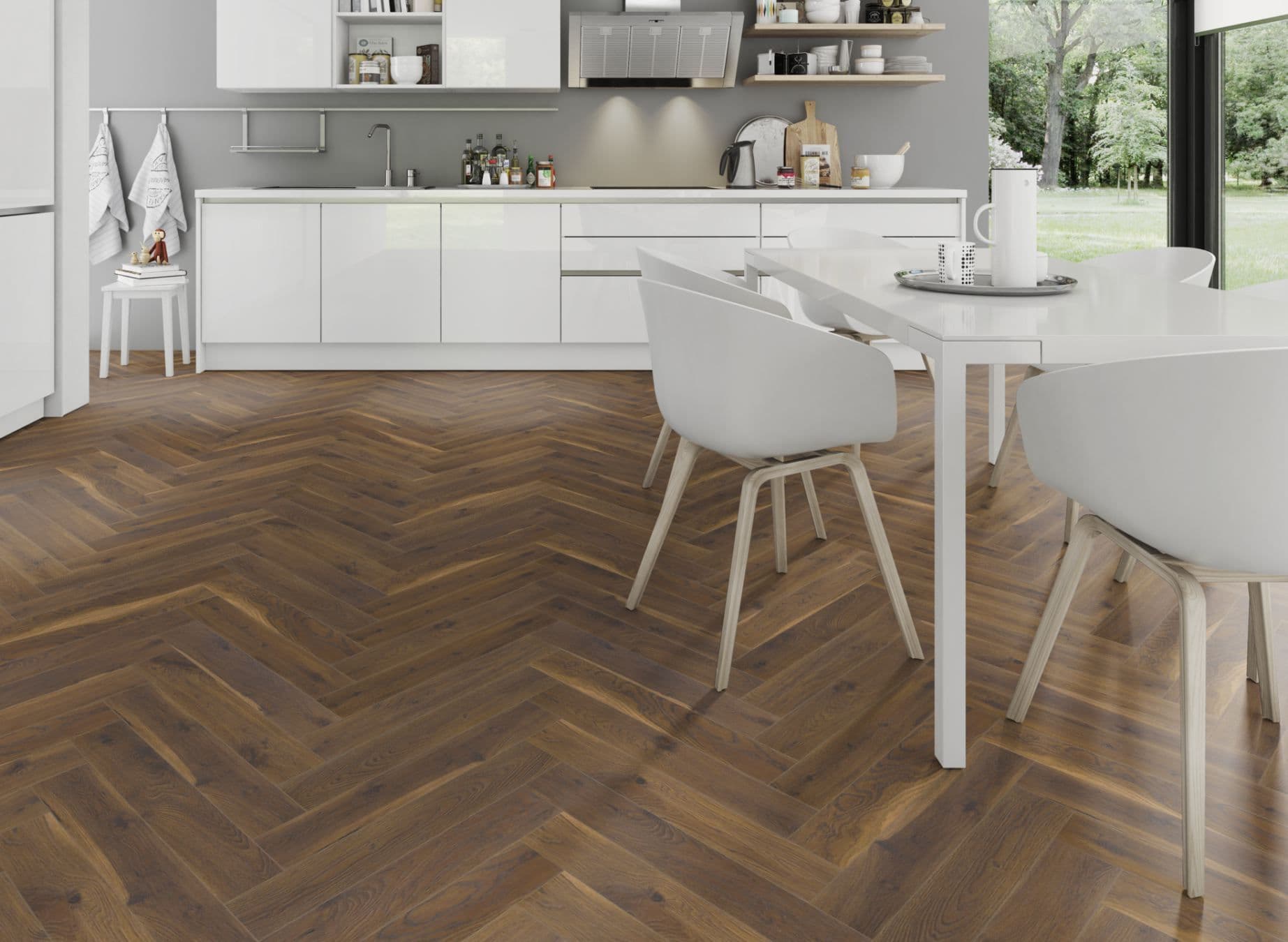 Coffee Oak Herringbone