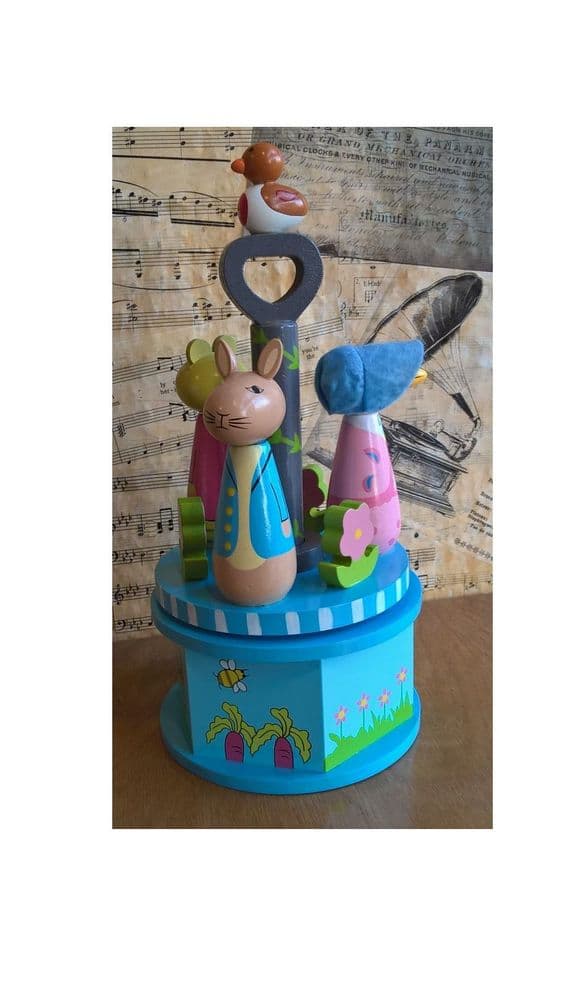 Wooden vintage theme musical carousel