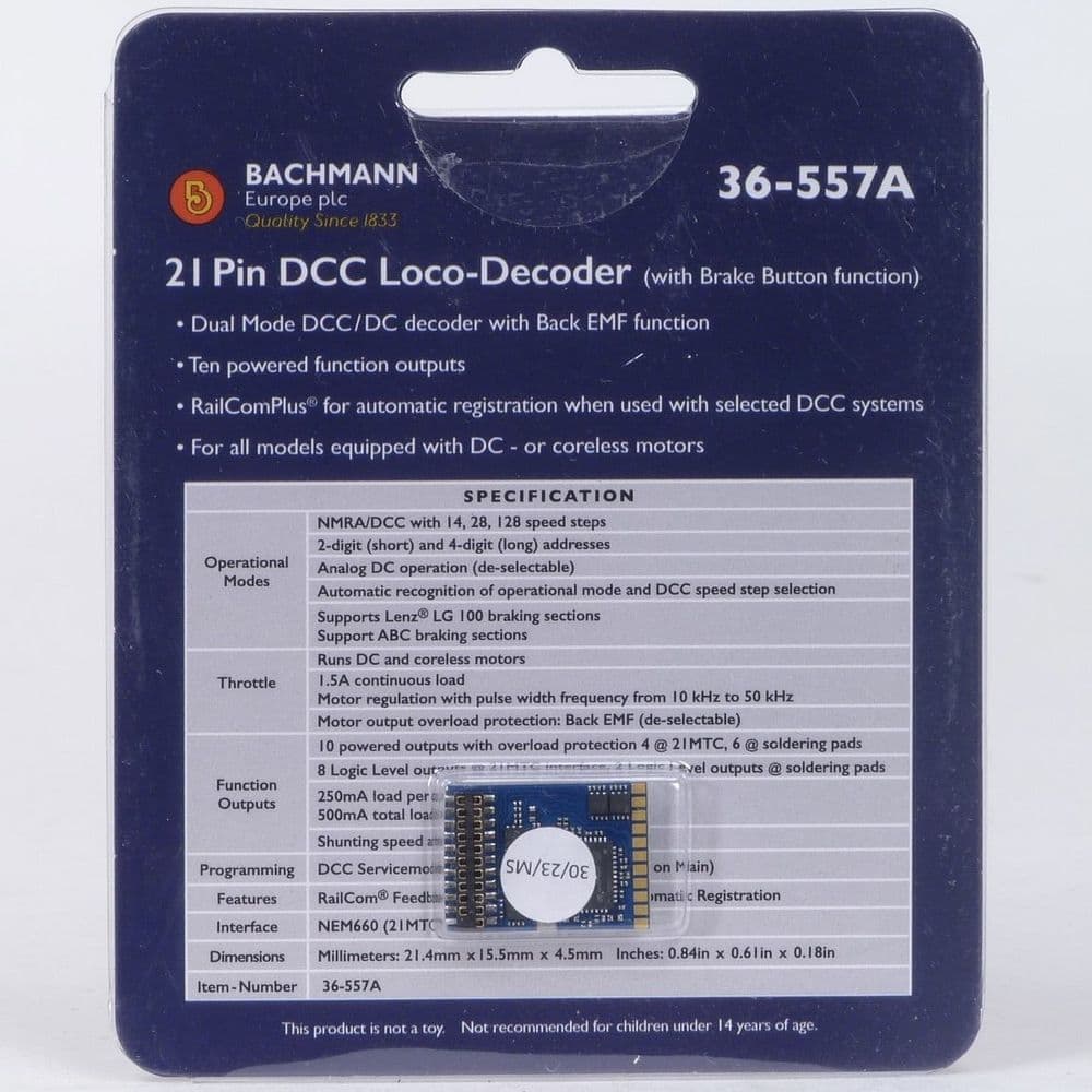 Bachmann 36-557A 21 EZ Command Decoder