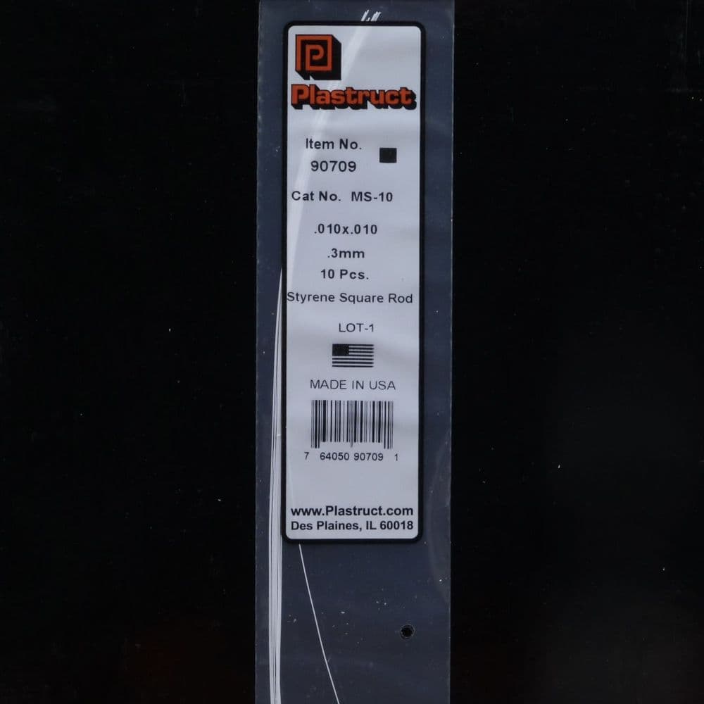 Plastruct 90709 MS-10 0 3mm Square Strip
