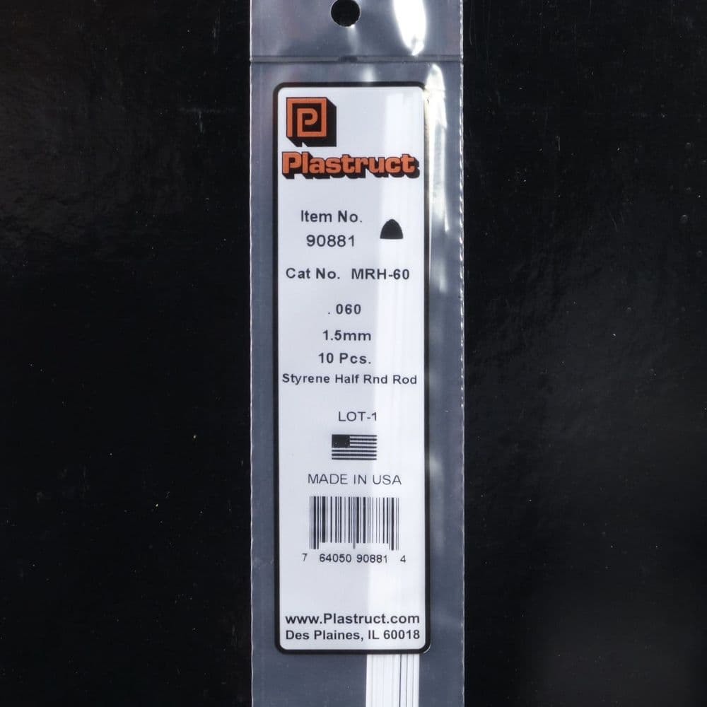 Plastruct 90881 MRH-60 1 5mm Half Round