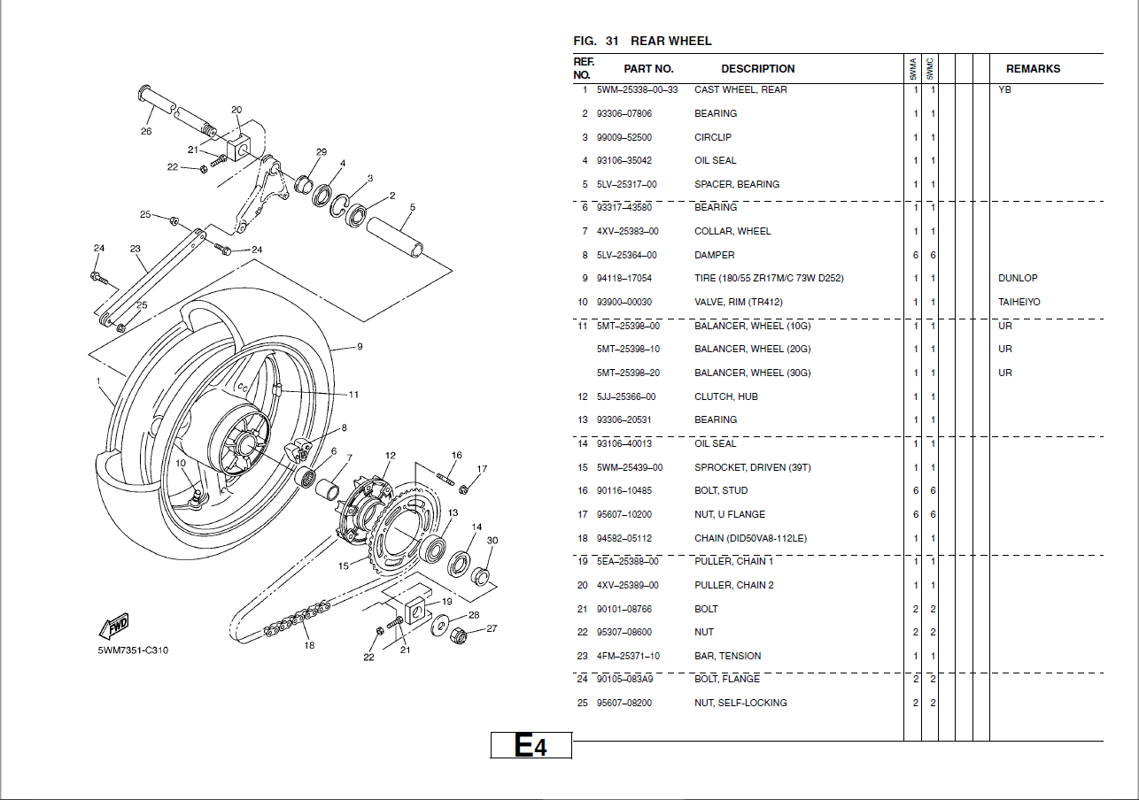 93317-43580 Rear Wheel Needle Bearing