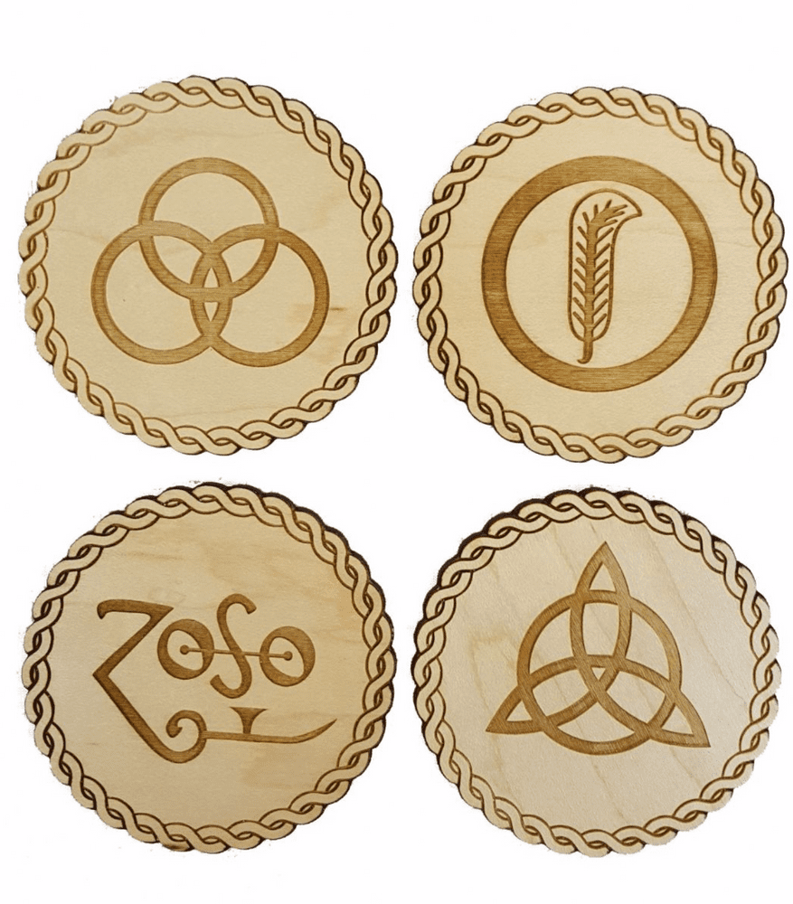 Led Zeppelin Inspired Wooden Zoso Symbol Coasters Pack of 4 - Choice of ...