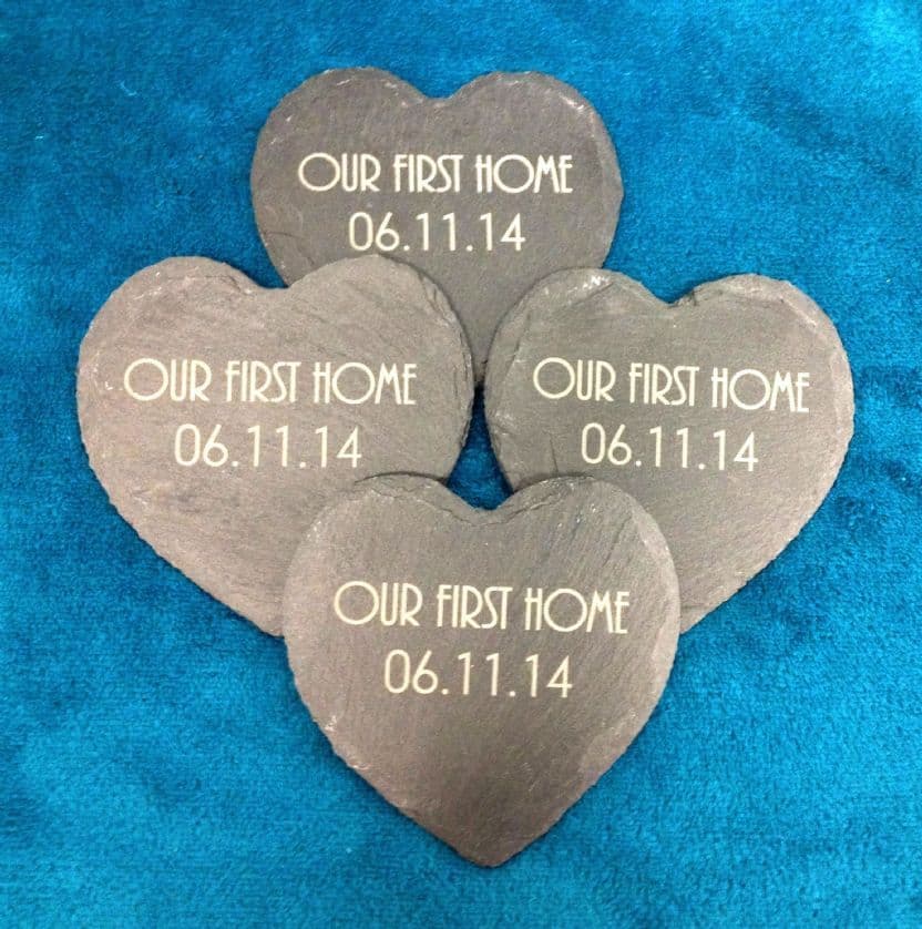 Personalised Heart Shaped Slate Coasters