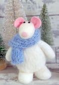 Cute felt mouse with blue scarf