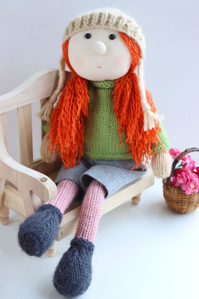Soft Rag Doll with Red Hair