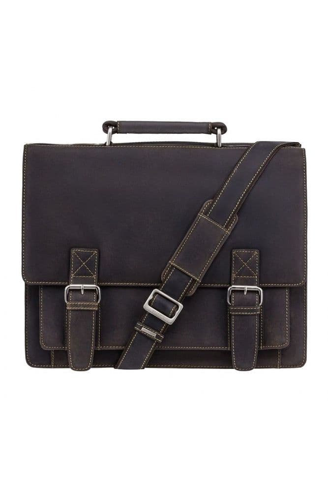 Hercules - Large Multi Compartment Briefcase in Brown