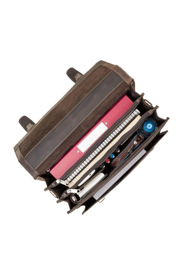 Hercules - Large Multi Compartment Briefcase in Brown