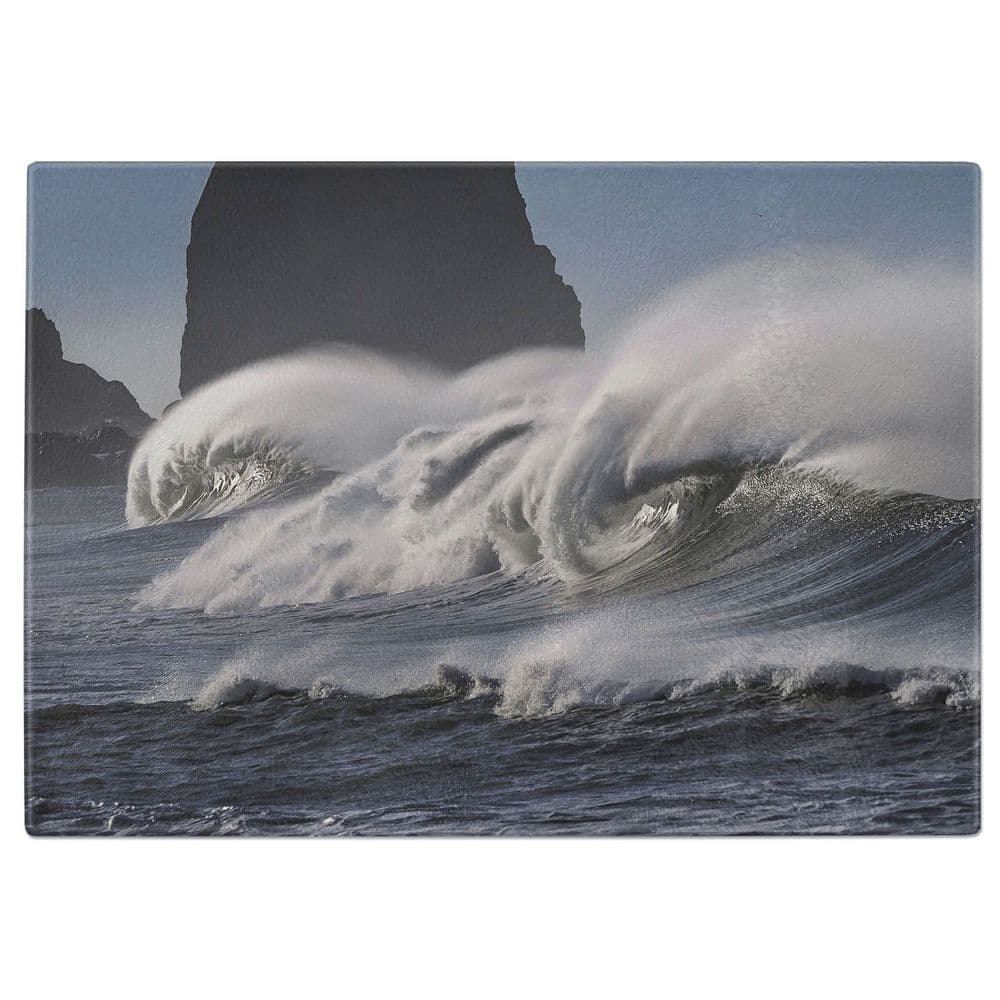 Ocean Wave Tempered Glass Chopping Board