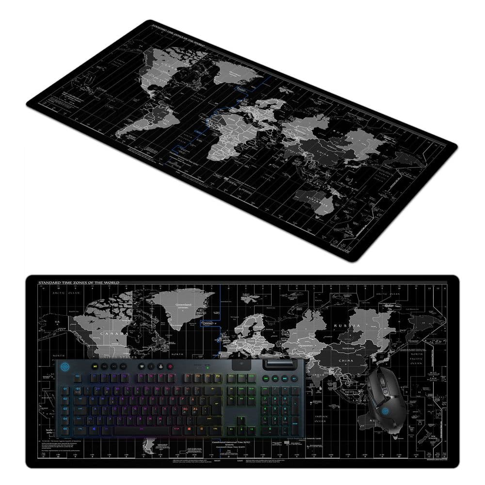 XXL World Map Standard Time Zones Computer PC Gaming Mousemat