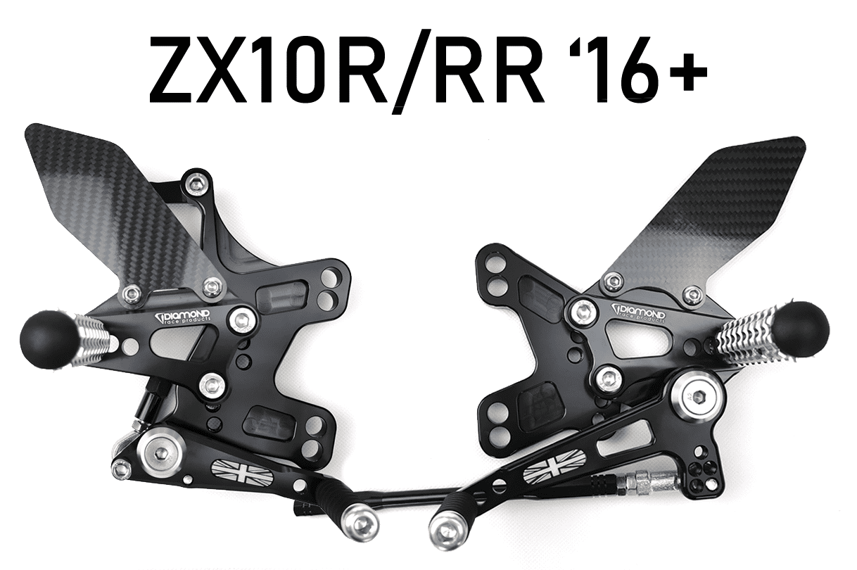 Kawasaki ZX10R Rearsets from Diamond Race Products - Now with Carbon Fibre!