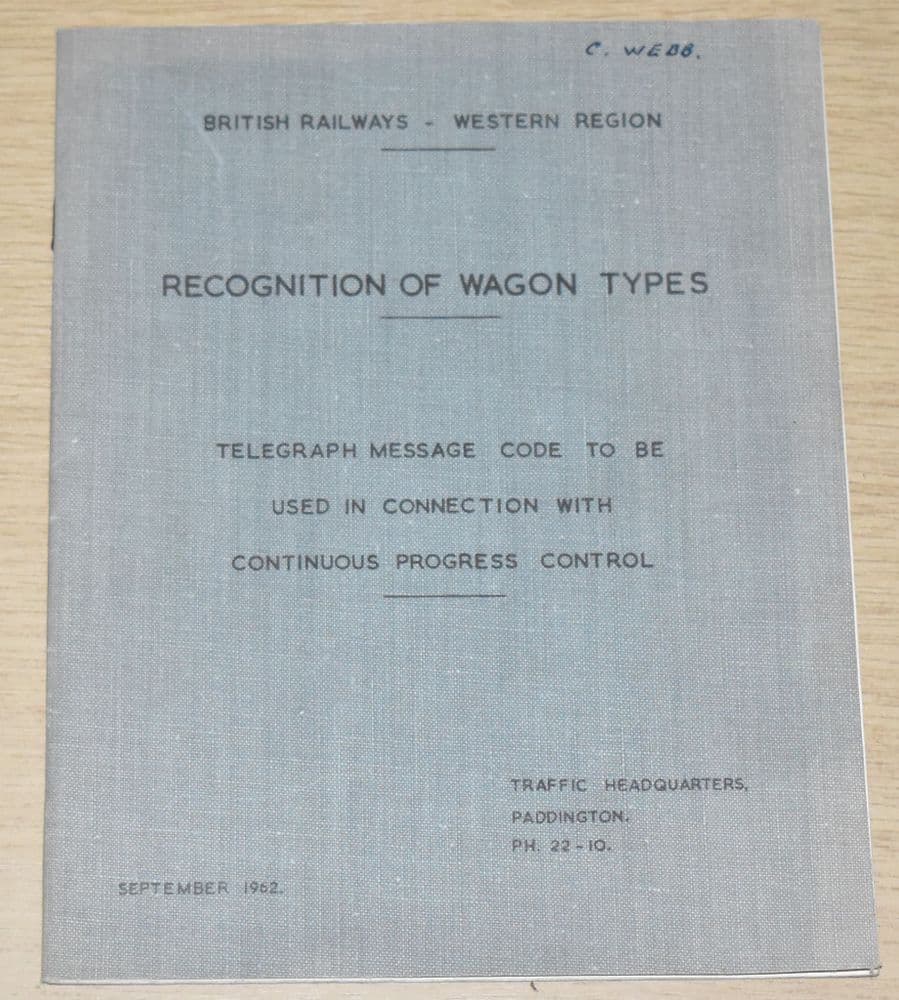 British Railways Western Region Recognition of Wagon Types