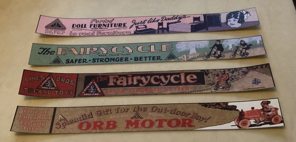 00 Lines Bros Tri-ang Triang Wooden Pre-War Bus Adverts - Peel & Stick ...