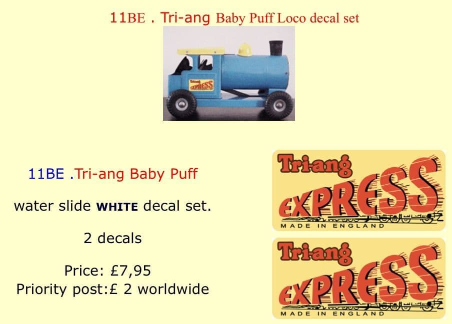 11BE Tri-ang Baby Puff Loco decal set