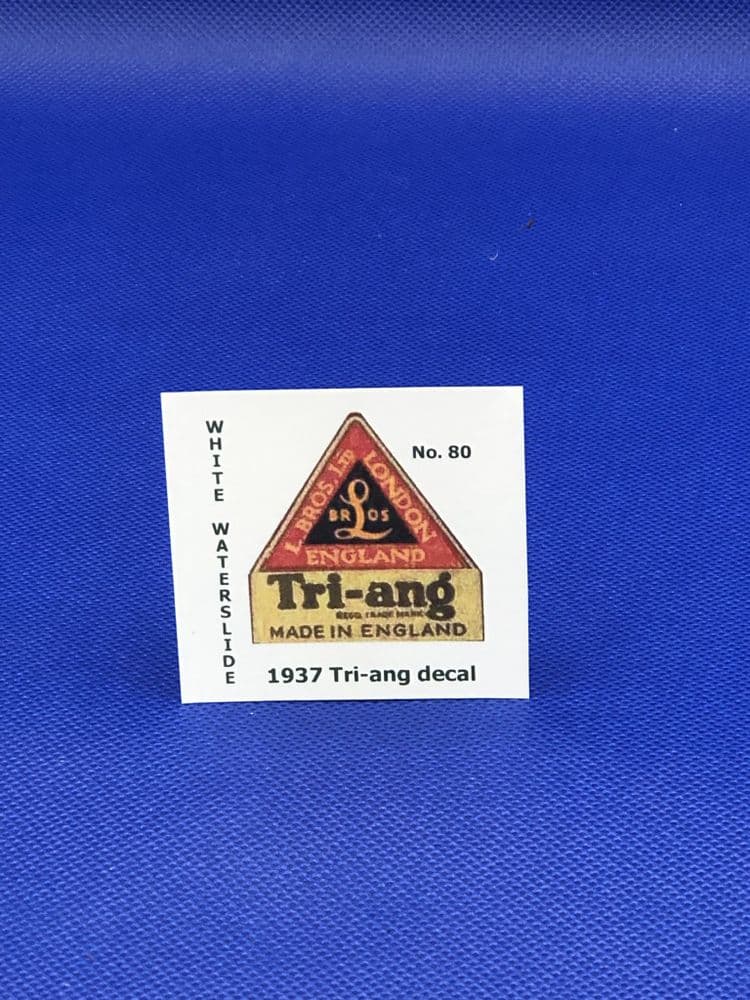 1937 Issue of the ENGLAND Tri-ang Triangle Logo Waterslide Decal
