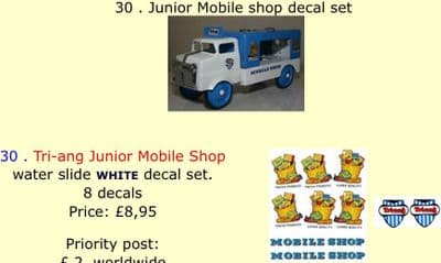 Tri-ang Junior Series Decals