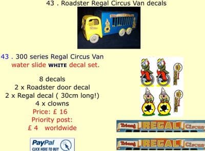 Tri-ang Roadster Decals