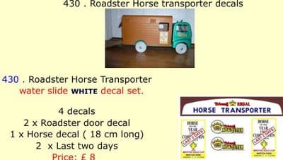 Tri-ang Roadster Decals