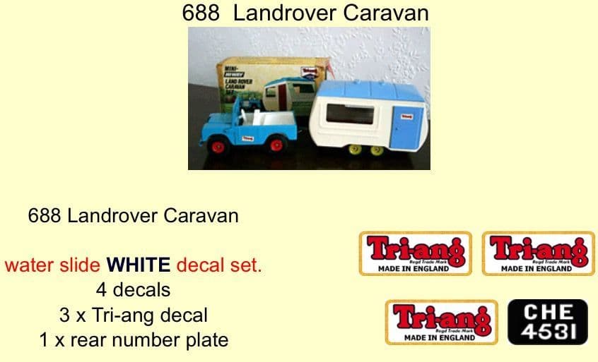688 Tri-ang Landrover Caravan decal set