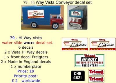 Tri-ang Hi Way Decals