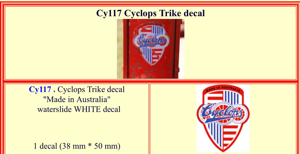 CY117 Cyclops Trike decal