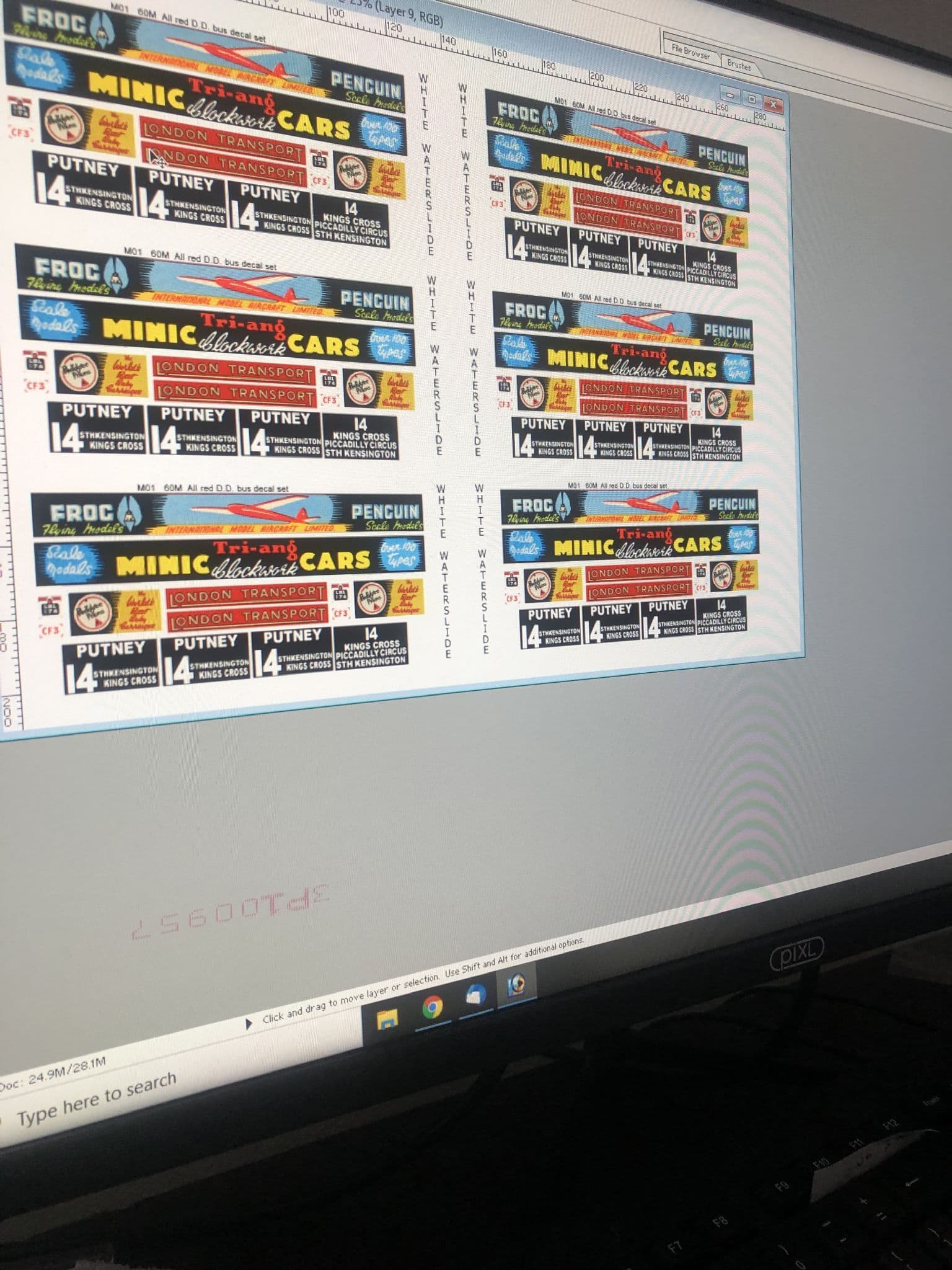 M01 Tri-ang Triang Minic 60M All Red Double Decker bus decal set