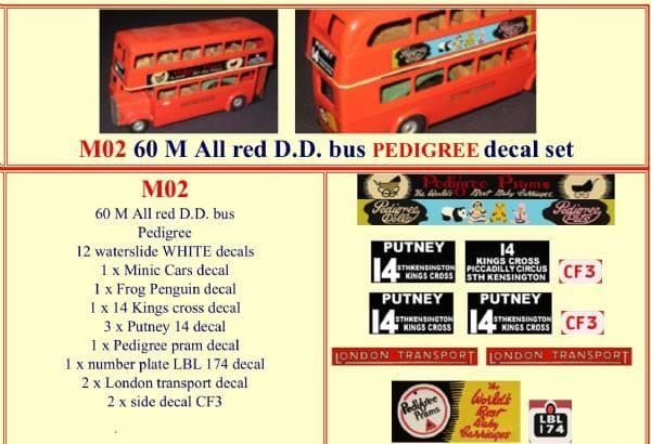 M02 Tri-ang Triang Minic 60M All Red Double Decker bus " PEDIGREE ...