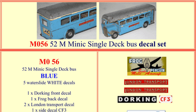 Tri-ang MINIC Decals