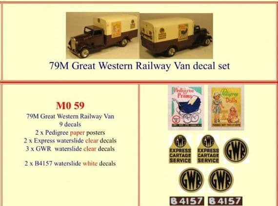 M059 Tri-ang Triang 79M Minic Great Western Railway Van decal set