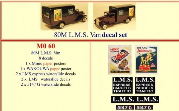 M060 Tri-ang Triang 80M Minic L M S Van decal set