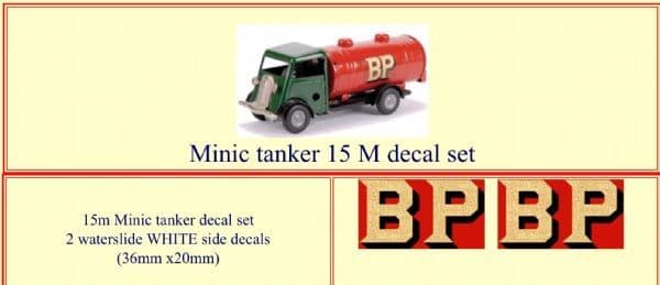 M077B Tri-ang Triang Minic 15M " BP " Tanker decal set