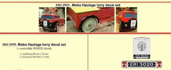 MO2955 Mobo Haulage lorry Pedal Car decal set