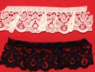 Frilled Lace No. 2050. 1 1/4" Black, Ivory, Pink & White. 33 metres | M ...