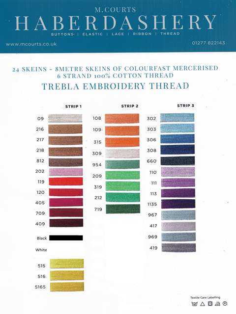 Trebla Embriodery Silks | M. Courts Ltd