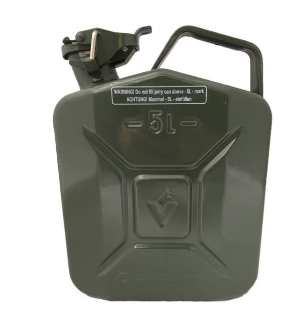 5 LITRE FUEL CAN HEAVY DUTY GREEN METAL JERRY PETROL FUELCAN