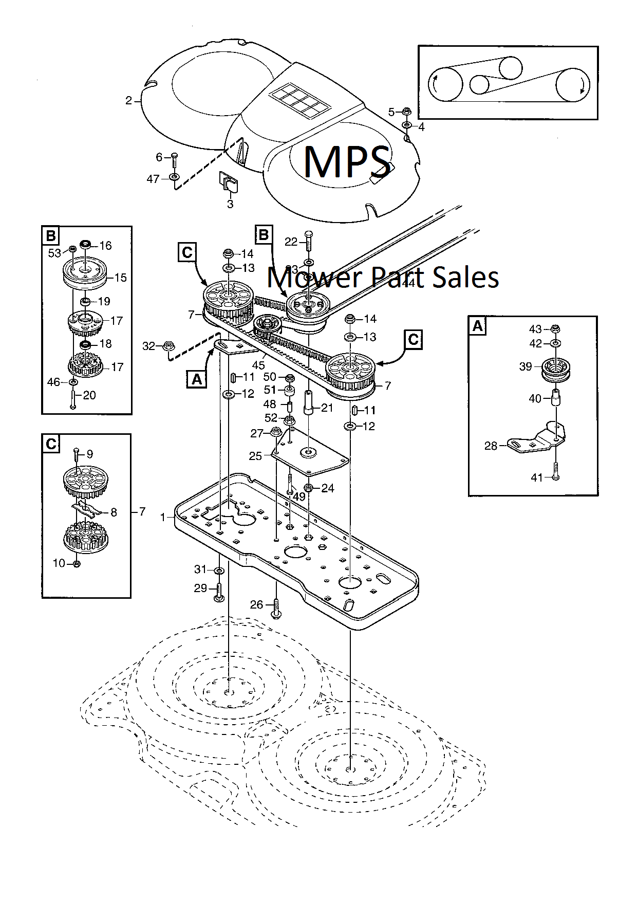 John Deere F540 F530 Single Sided Toothed Cutter Deck Belt Replaces ...