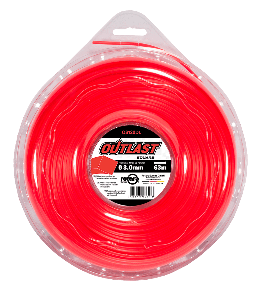 OS120DL-12 OUTLAST 120"/3 0MM LARGE DONUT 63M SQUARE SHAPE STRIMMER LINE