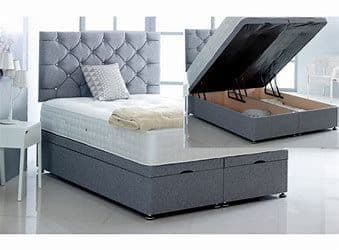 Kingsize 5Ft Ottoman Bottom Lift Base Double Gas Action With Headboard