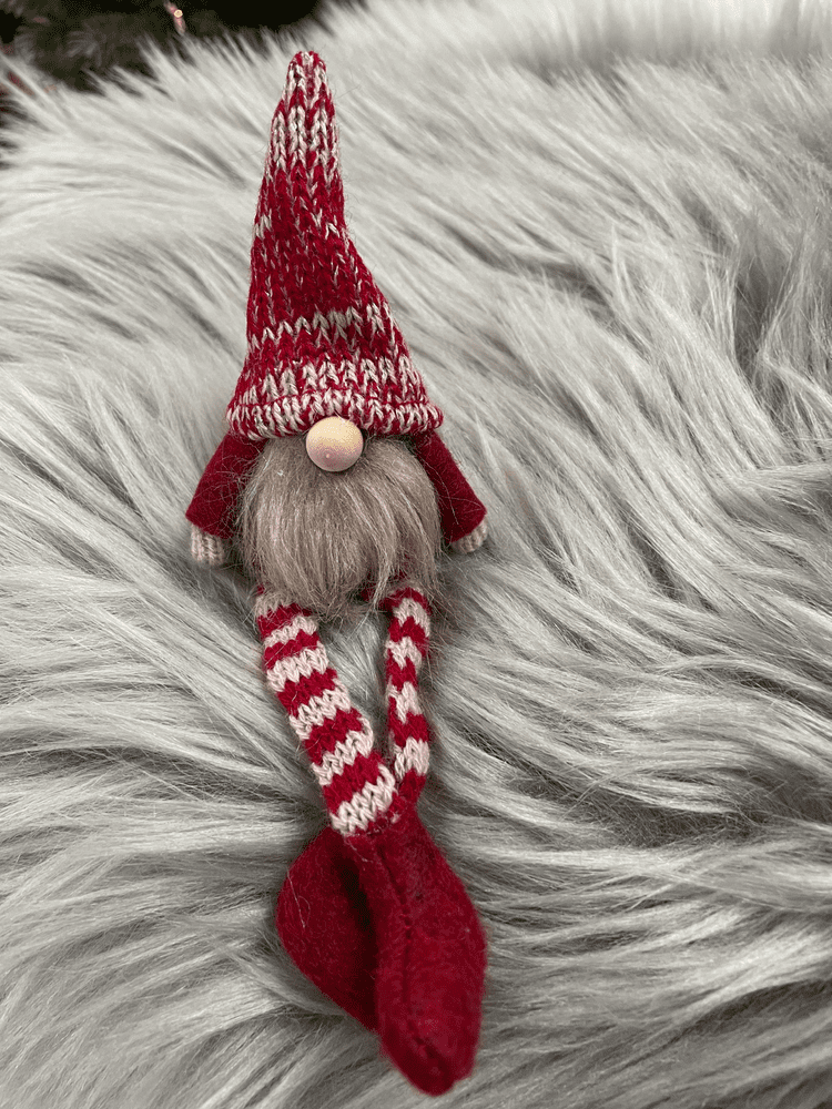 Dark Red Knitted/Felt Gonk with Dangly Legs