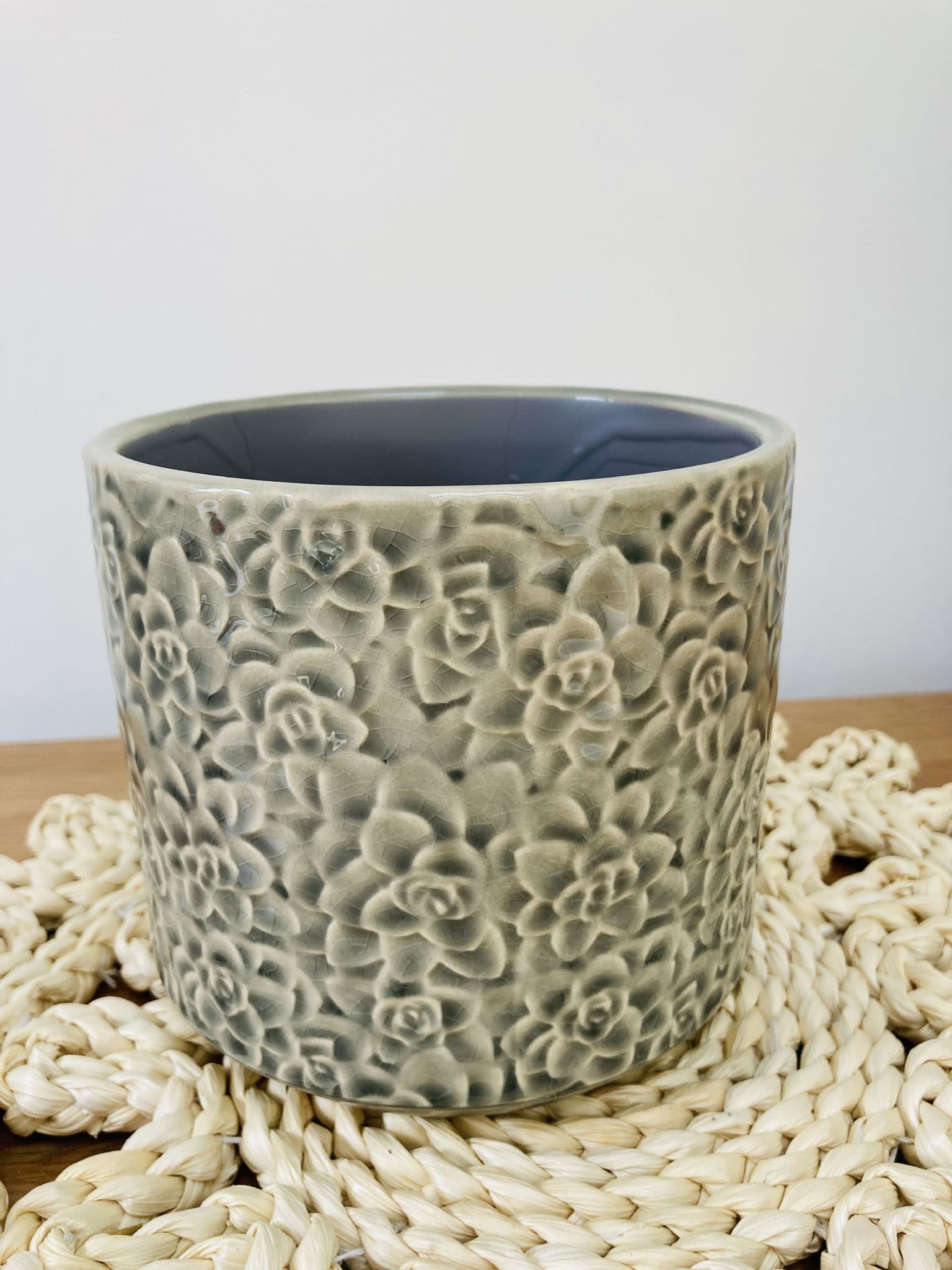 Grey Succulent Design Ceramic Plant Pot/Planter Small by Gisela Graham