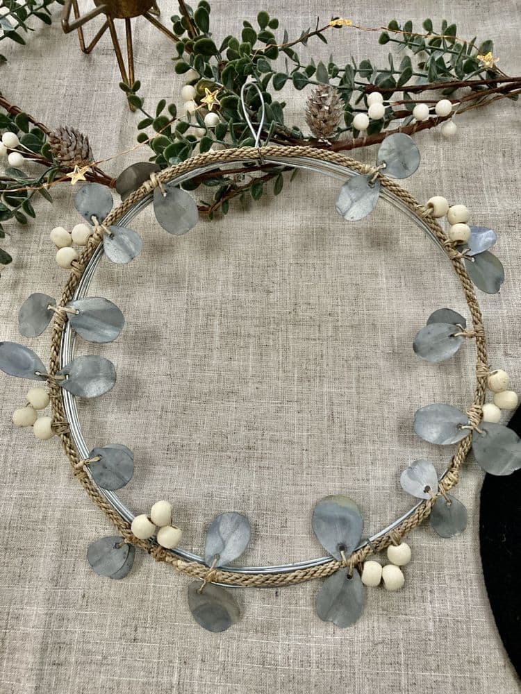 Metal/Twine Hoop Wreath Intertwined with Berries and Leaves East of India