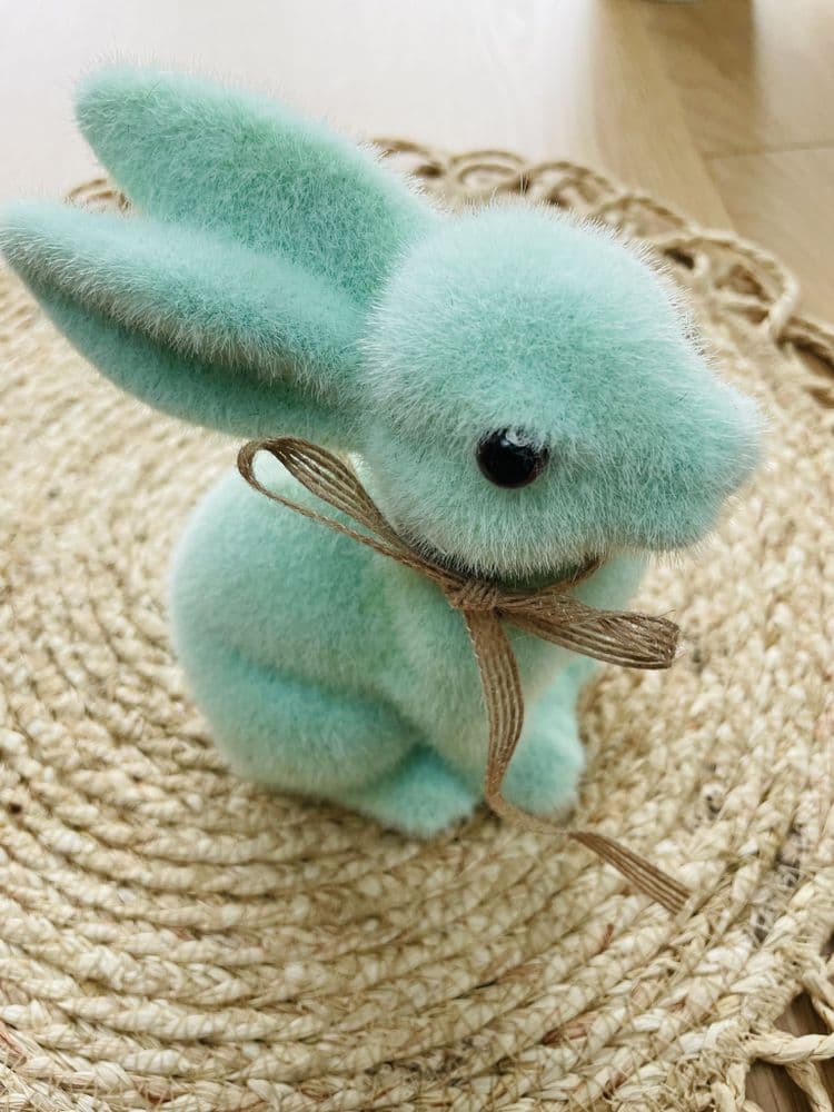Mint Green Flocked Easter Rabbit/Bunny