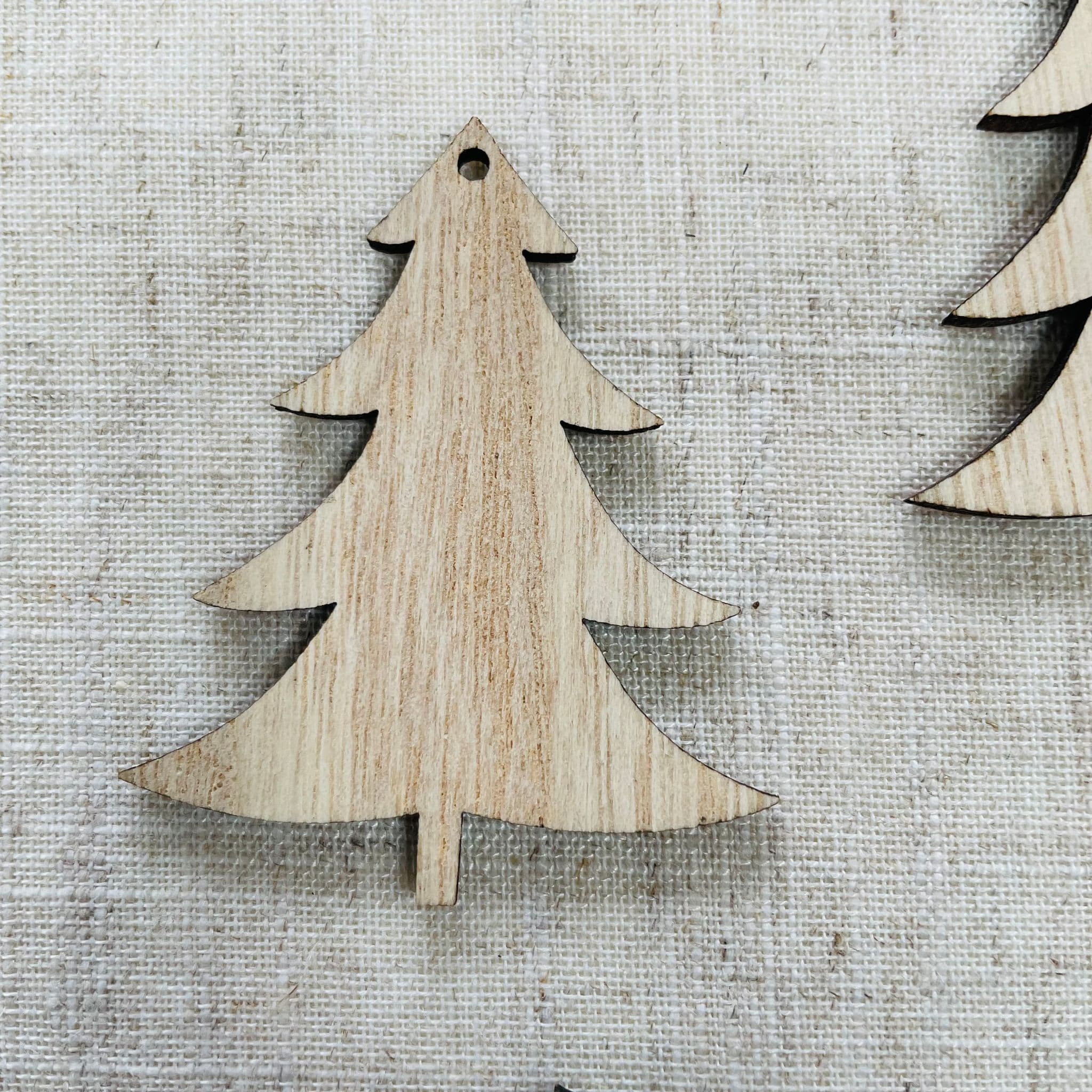 Set of 8 Natural Wooden Fir Trees Hanging Decorations