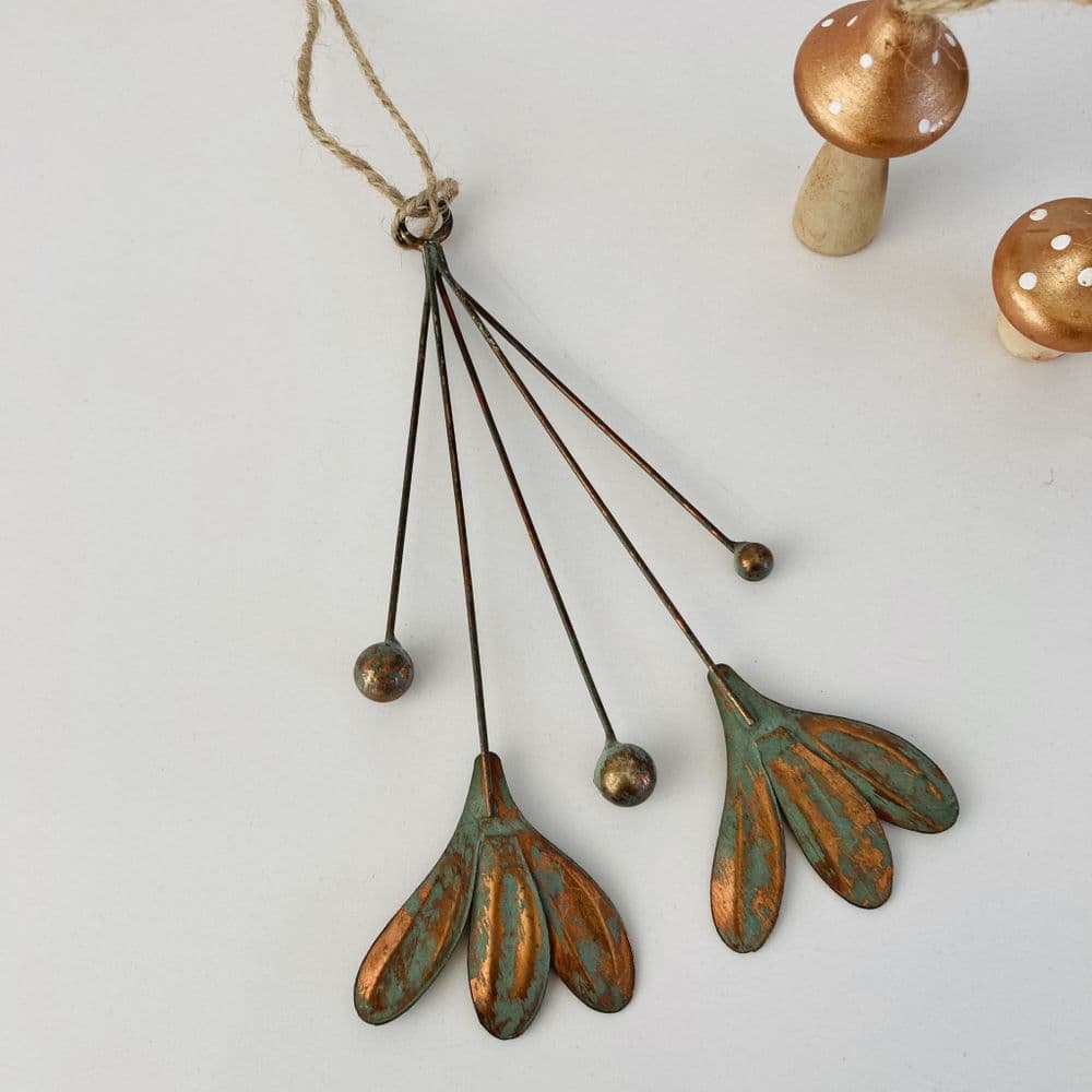 Vintage Copper Metal Mistletoe Hanging Sprig