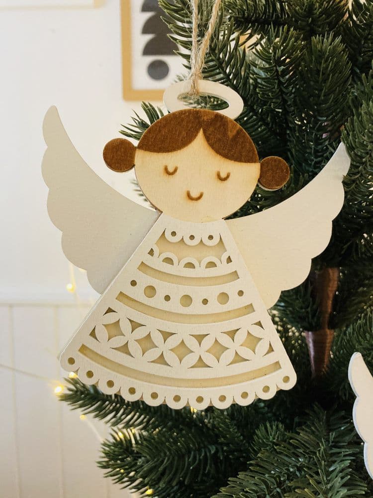 Wooden Patterned Fretwork Angel Hanging Decoration