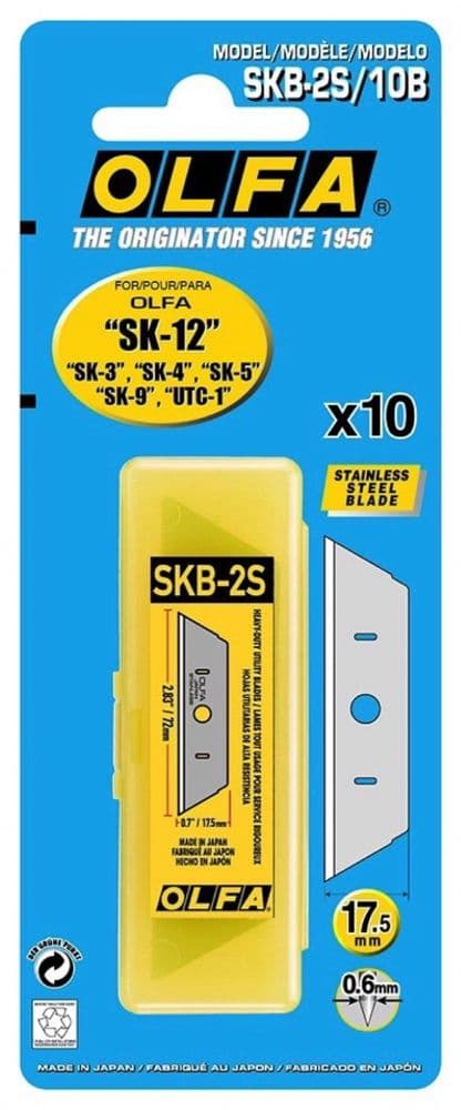 All Stainless Steel Blade 10 Pack for SK-12 Safety Cutter SKB-2S/10B OLF/SKB2S10B