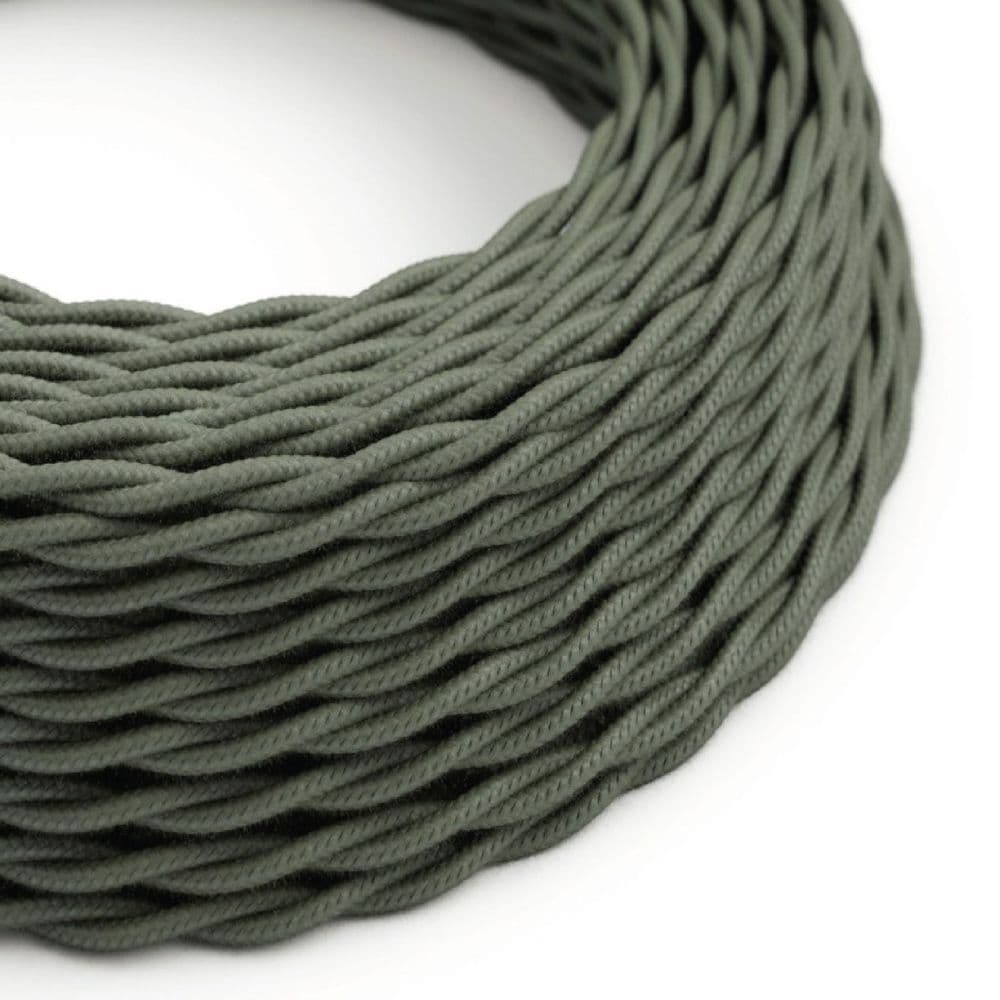 Green Cotton Twisted 3-Core Textile Cable