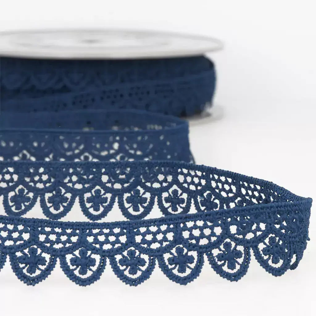 Navy blue cotton lace trim store